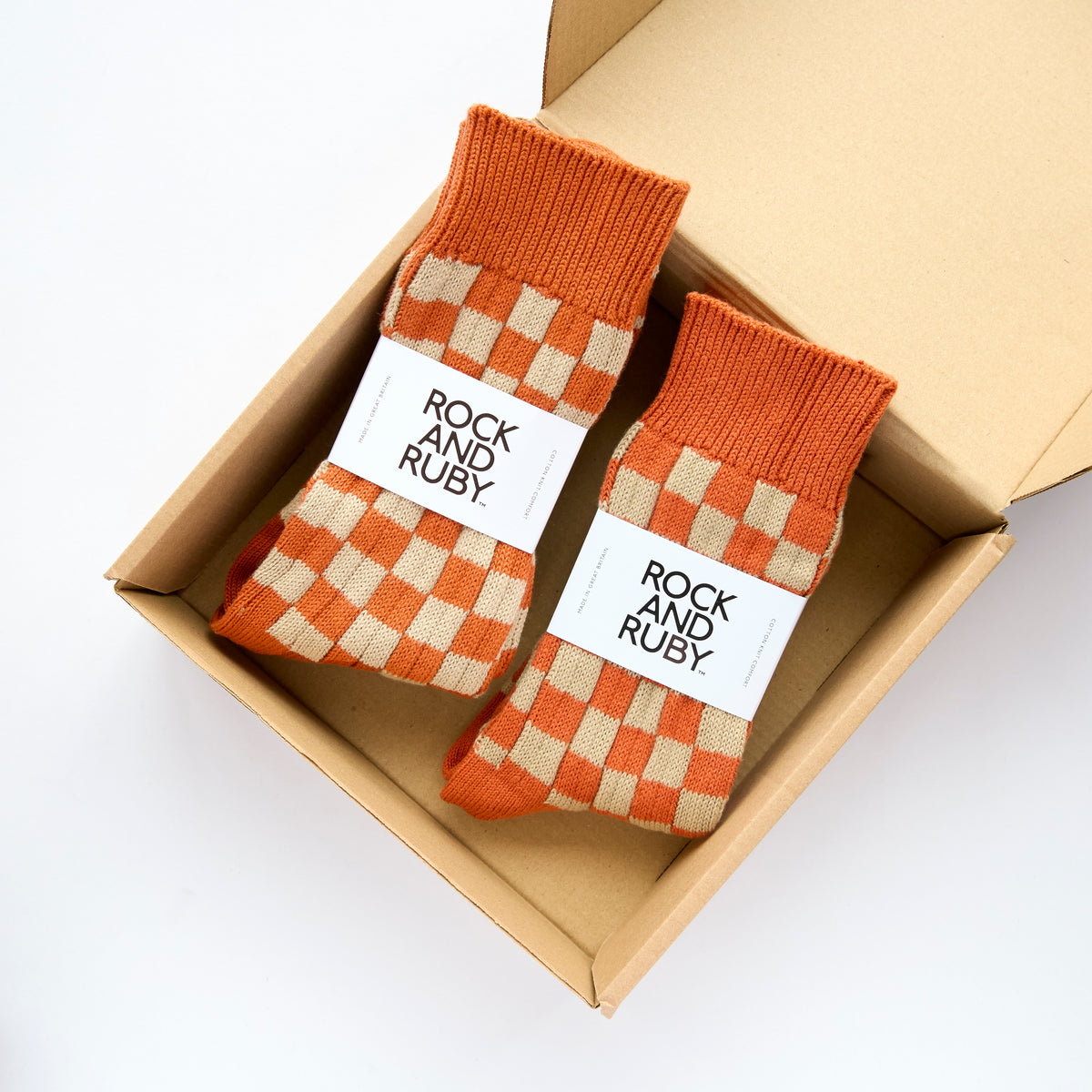Edith and Edward Terracotta Check Gift box – Rock and Ruby